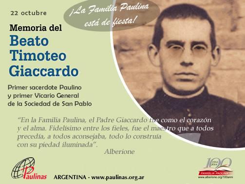 22 octubre: Día del Beato Timoteo Giaccardo. - RM Joven